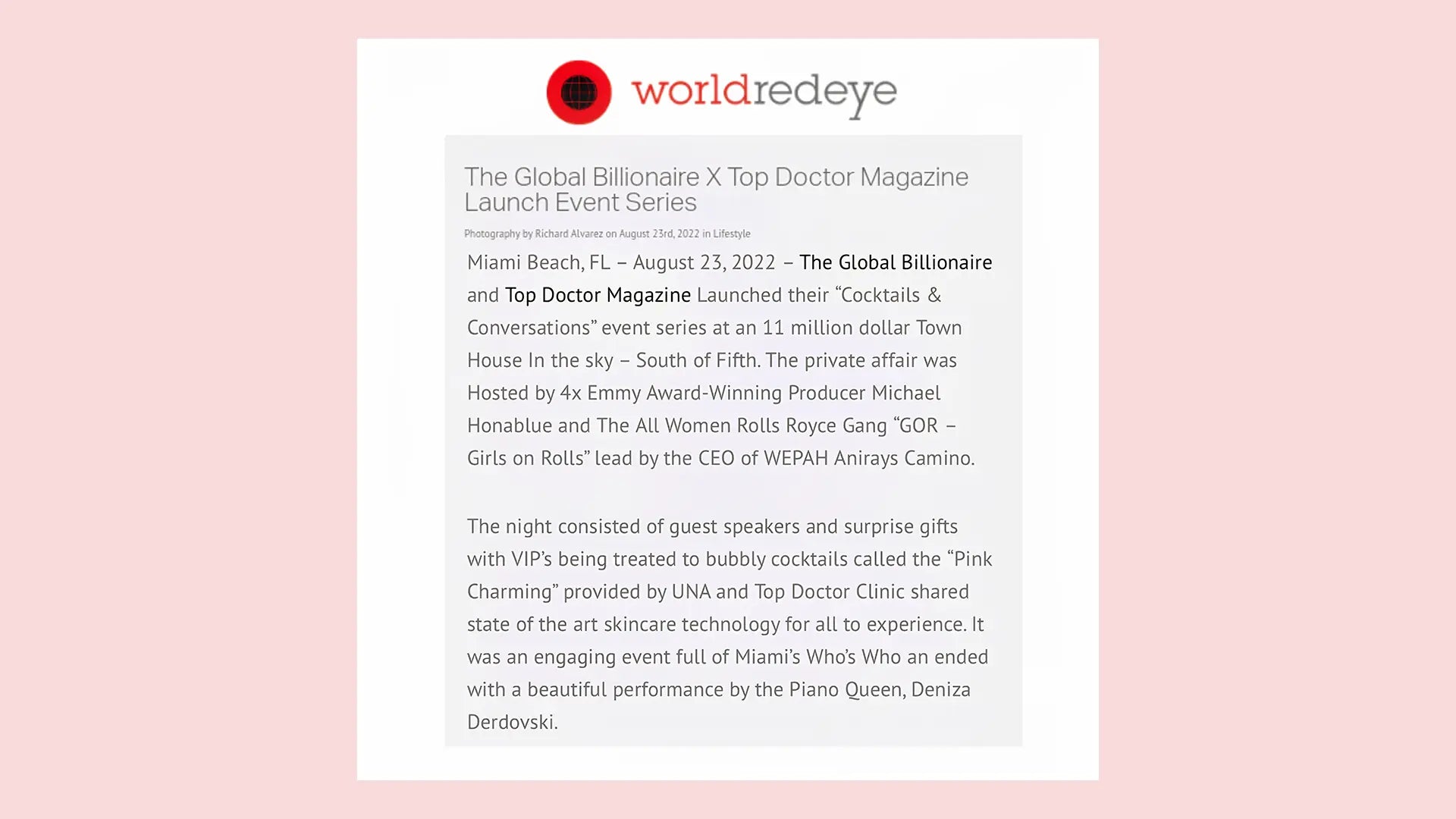 El multimillonario global X Revista Top Doctor – UNA Vodka